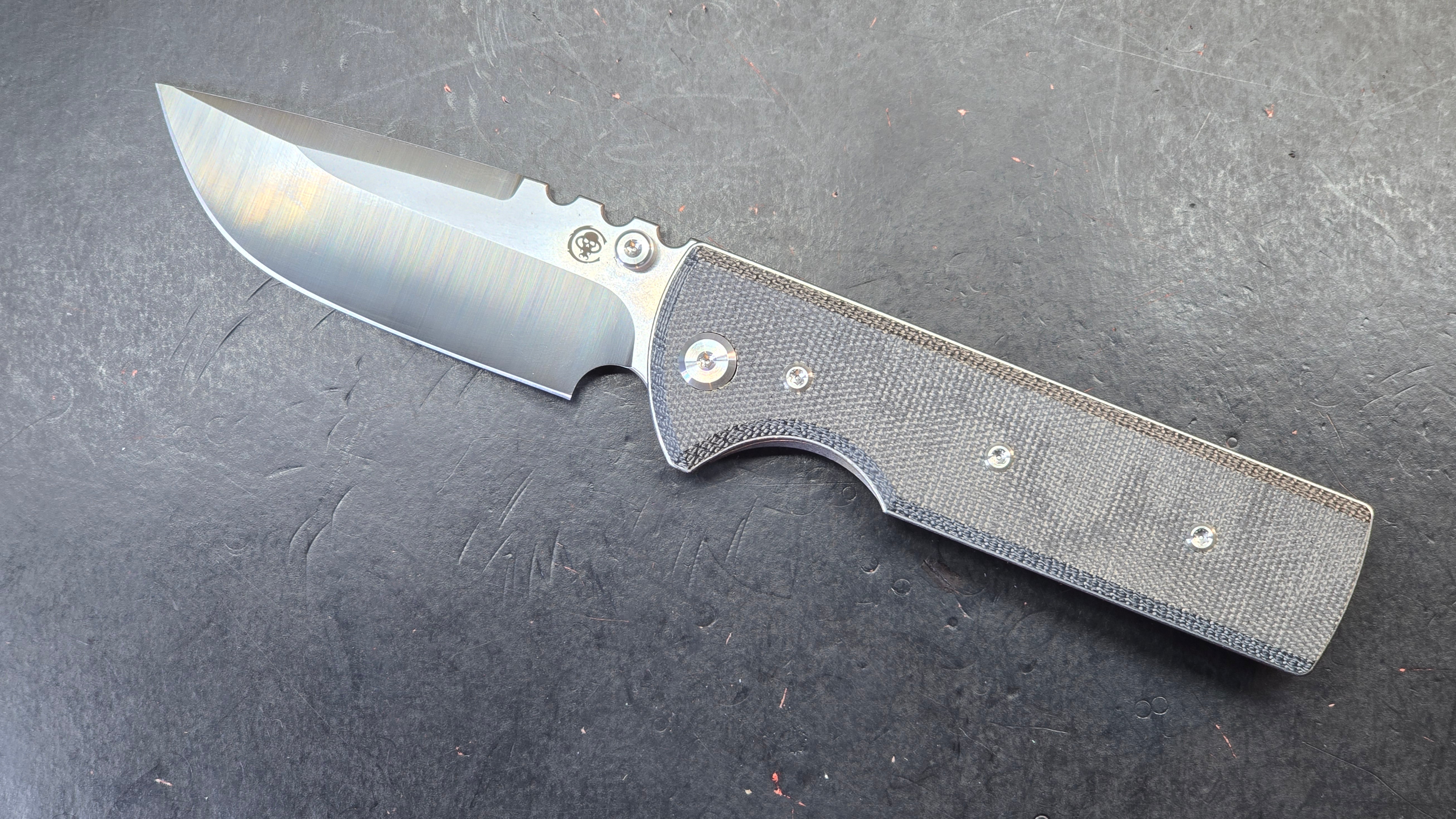 Chaves Blue Label NTAK Folding Knife Black Micarta Handle Elmax Drop P ...